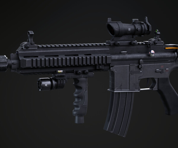 ArtStation - HK416 + Attachments | Game Assets
