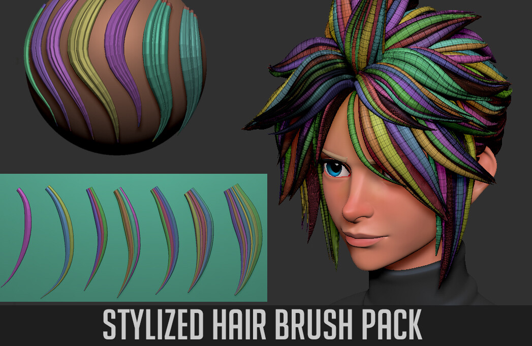 ArtStation - Stylized Hair Brush Pack | Brushes