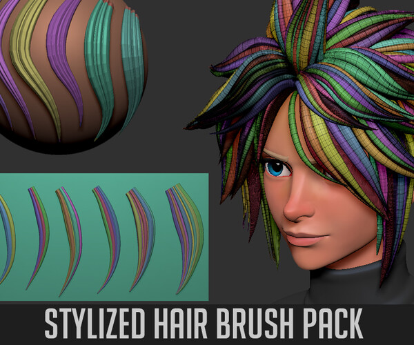 ArtStation - Stylized Hair Brush Pack | Brushes