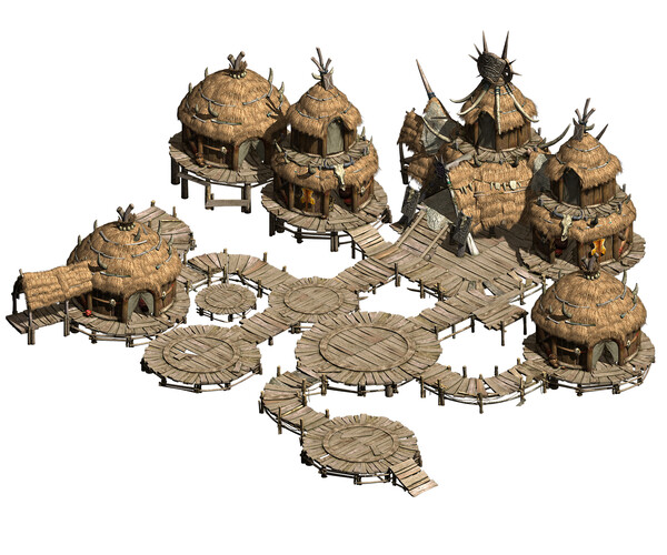 ArtStation - Primitive tribes - water village architecture | Game Assets