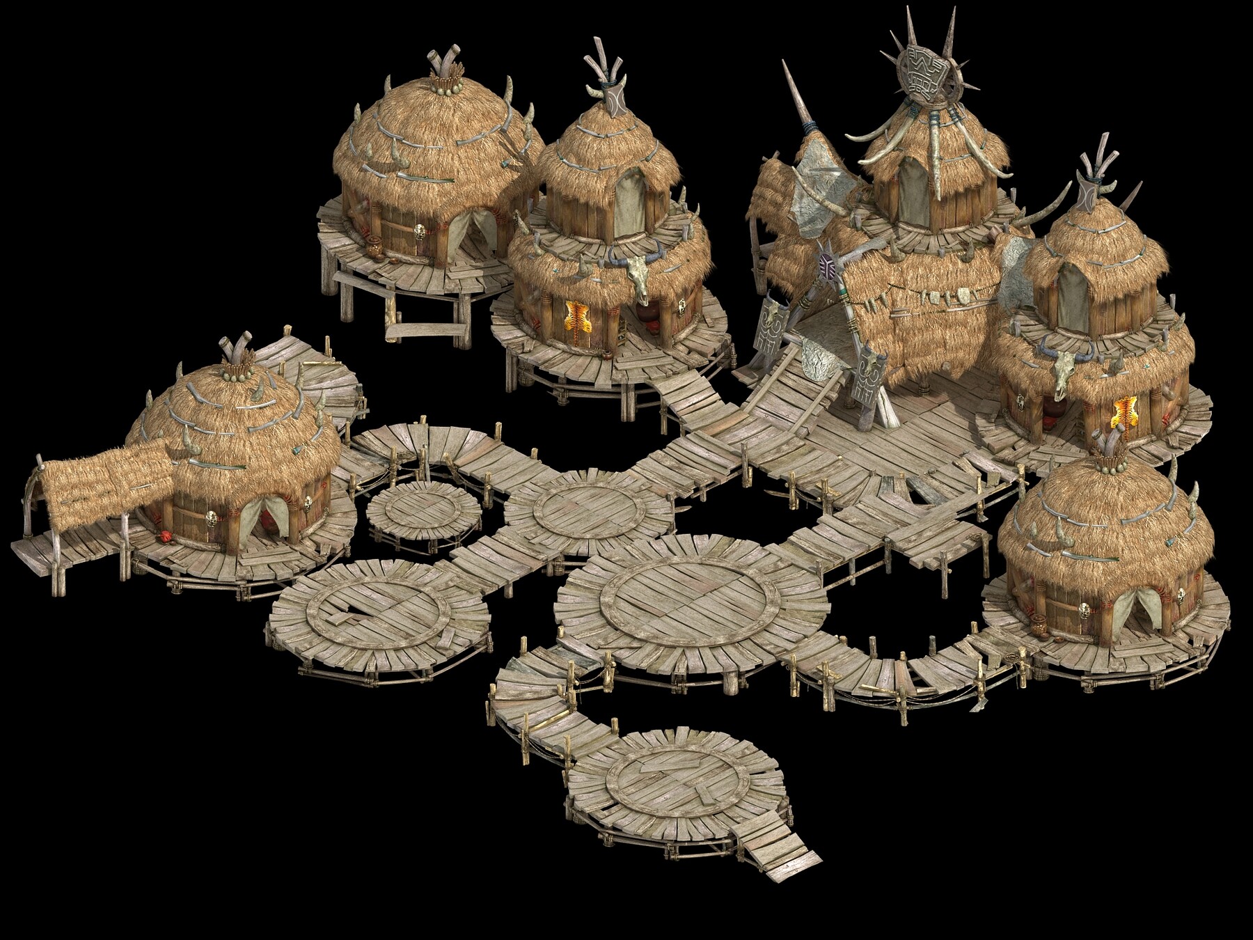 ArtStation - Primitive tribes - water village architecture | Game Assets