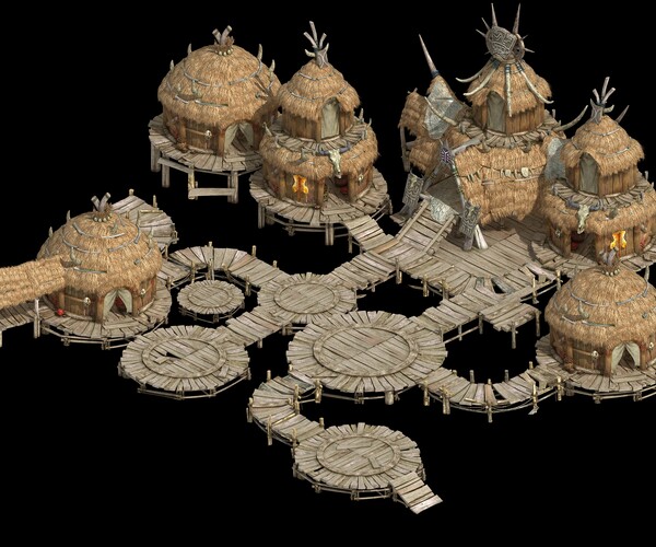 ArtStation - Primitive tribes - water village architecture | Game Assets