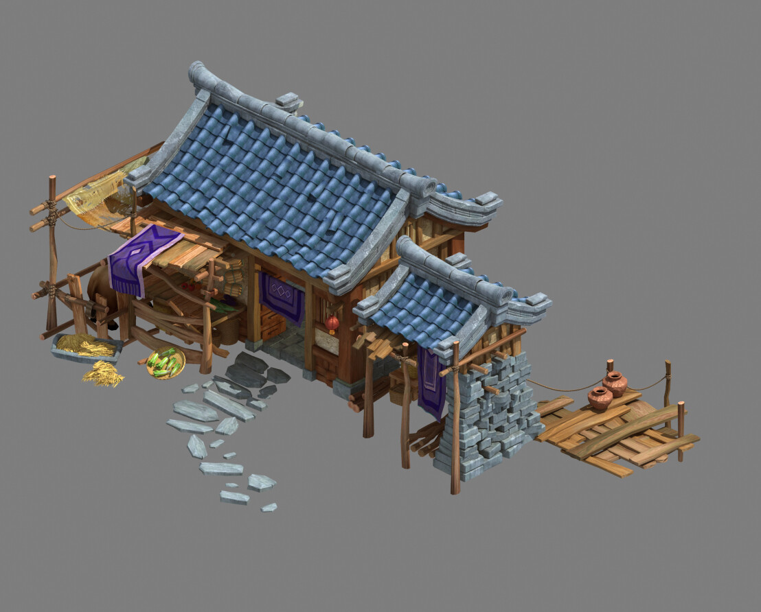 ArtStation - Ancient Chinese Architecture - Country House | Game Assets