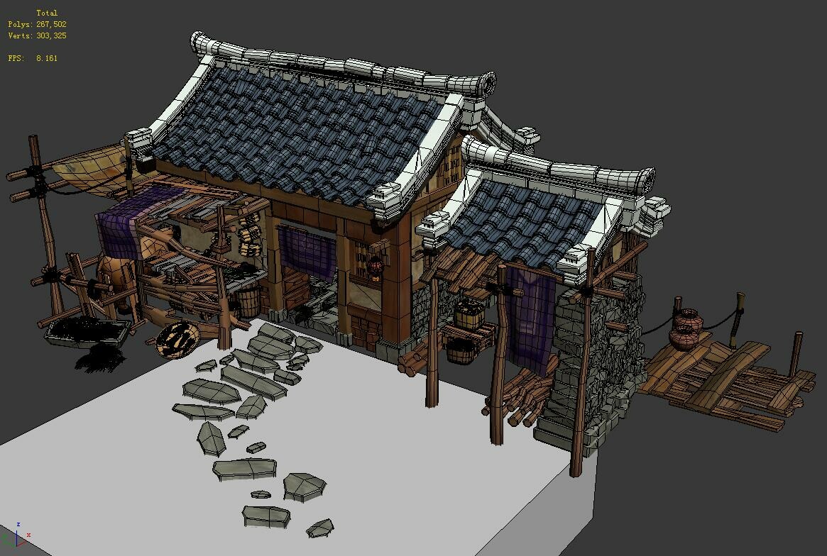 ArtStation - Ancient Chinese Architecture - Country House | Game Assets
