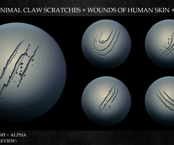 ArtStation - 54 ZBRUSH ANIMAL CLAW SCRATCHES + WOUNDS OF HUMAN SKIN ...