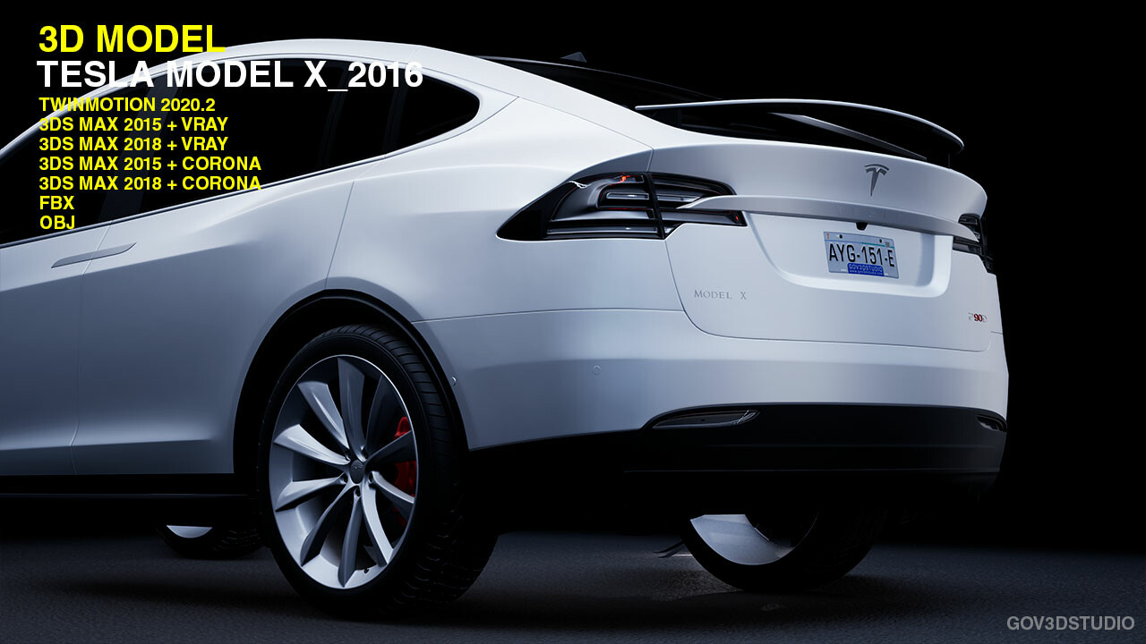 ArtStation - Tesla Model X 2016 - 3D Model. Twinmotion, Max, Vray ...