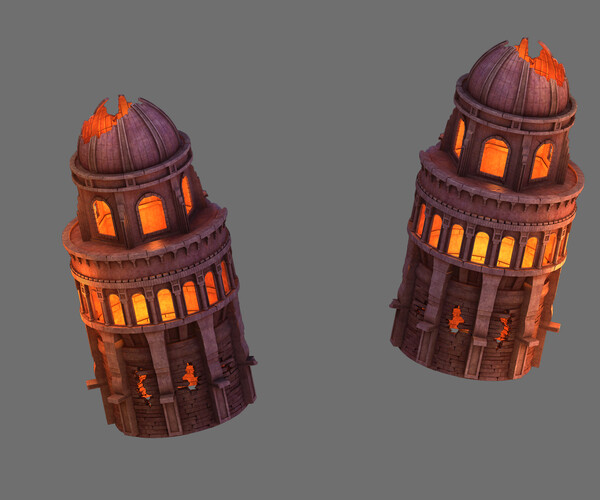 ArtStation - Magma Rift - Leaning Tower 01 | Game Assets