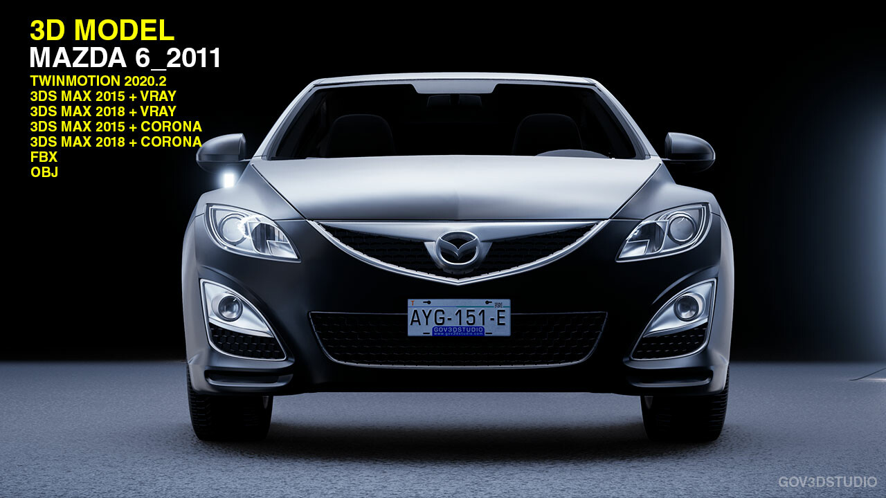 ArtStation - Mazda 6 2011 - 3D Model. Twinmotion, Max, Vray, Corona ...