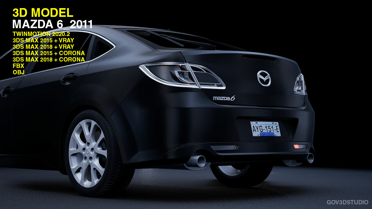 ArtStation - Mazda 6 2011 - 3D Model. Twinmotion, Max, Vray, Corona ...