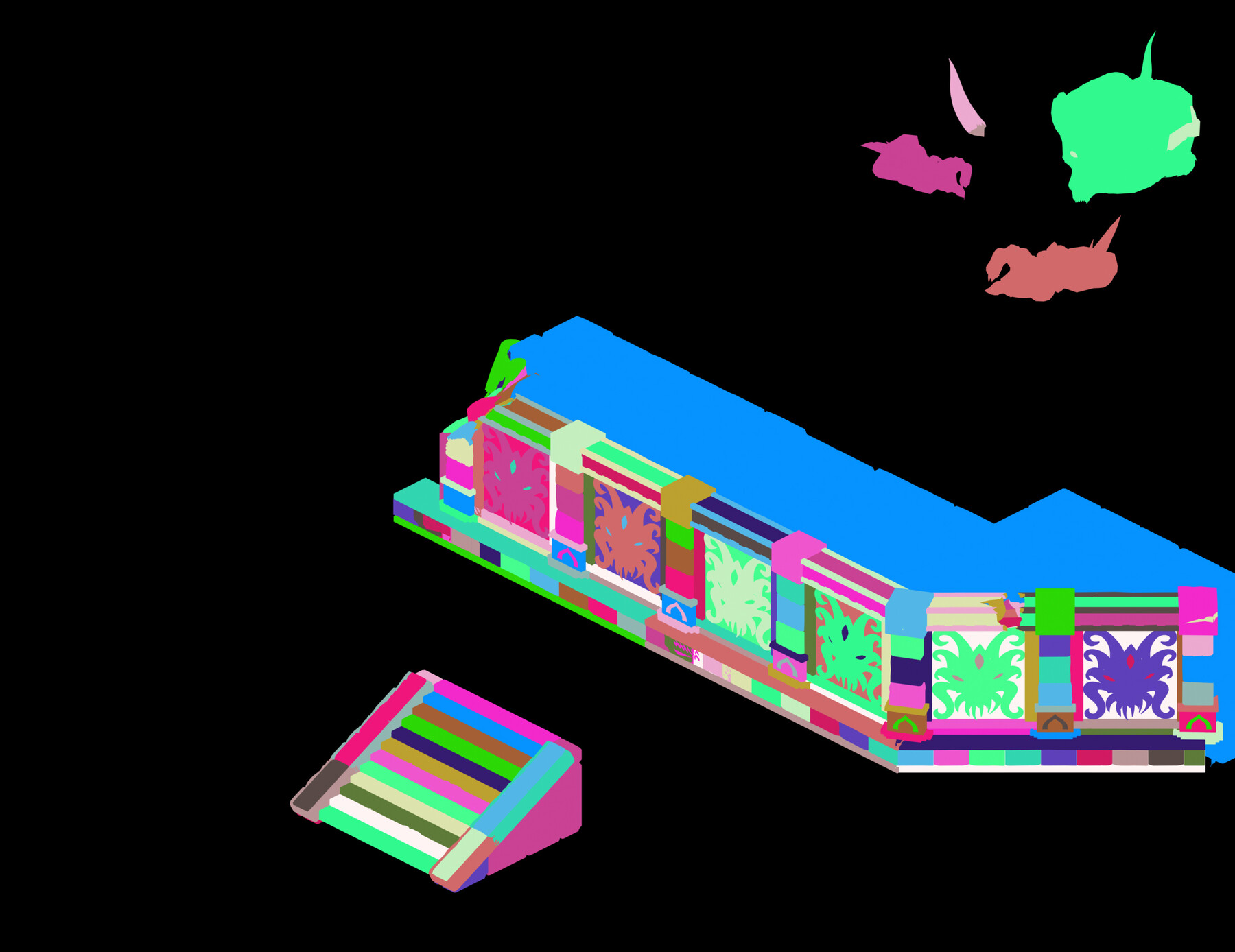 ArtStation - Devil Cloister - Stairs Monster Wall 01 | Game Assets