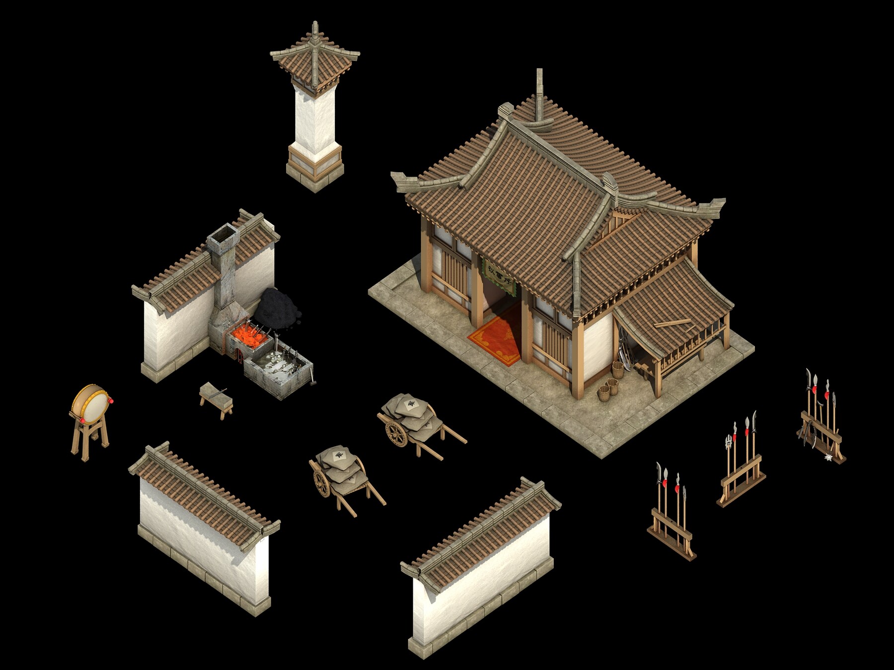 ArtStation - Han Dynasty - Architecture - Barracks | Game Assets