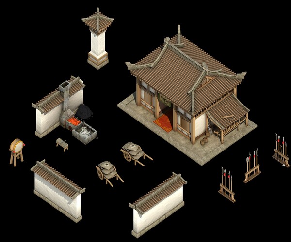 ArtStation - Han Dynasty - Architecture - Barracks | Game Assets