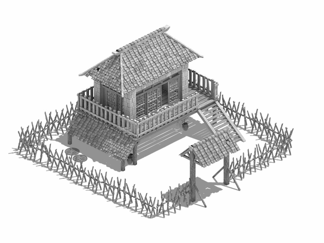 ArtStation - Heyang - Beijiao - House 01 | Game Assets