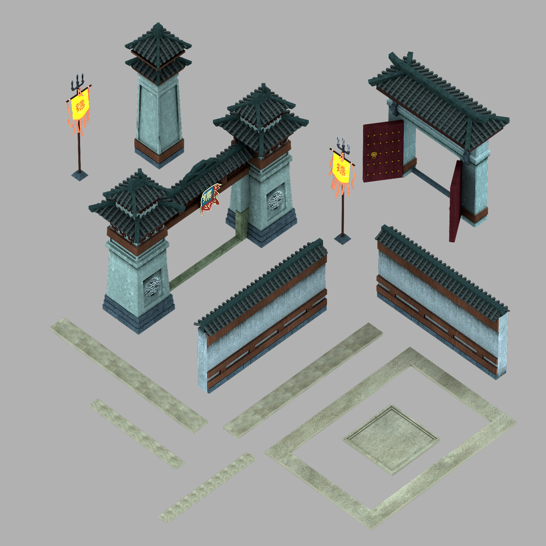 ArtStation - Building Components - City Walls - Flooring | Game Assets