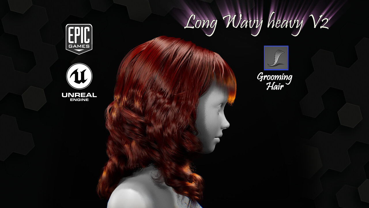 ArtStation - Long Wavy Heavy V2 Grooming Real-Time Hairstyle Unreal ...