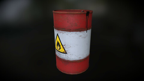 ArtStation - Explosive Red Oil Barrel - 4K PBR | Game Assets