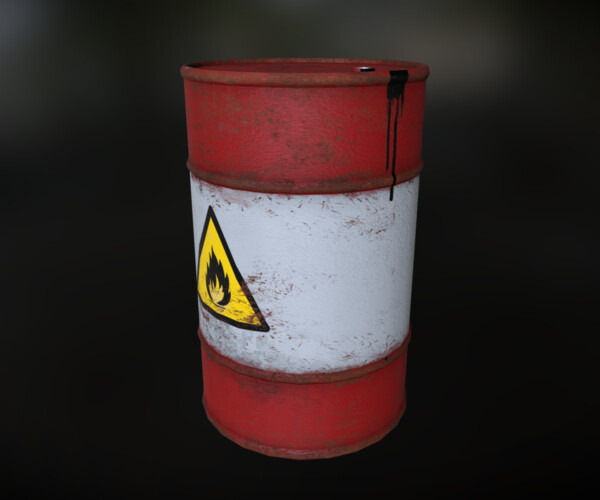 ArtStation - Explosive Red Oil Barrel - 4K PBR | Game Assets