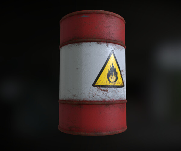 ArtStation - Explosive Red Oil Barrel - 4K PBR | Game Assets