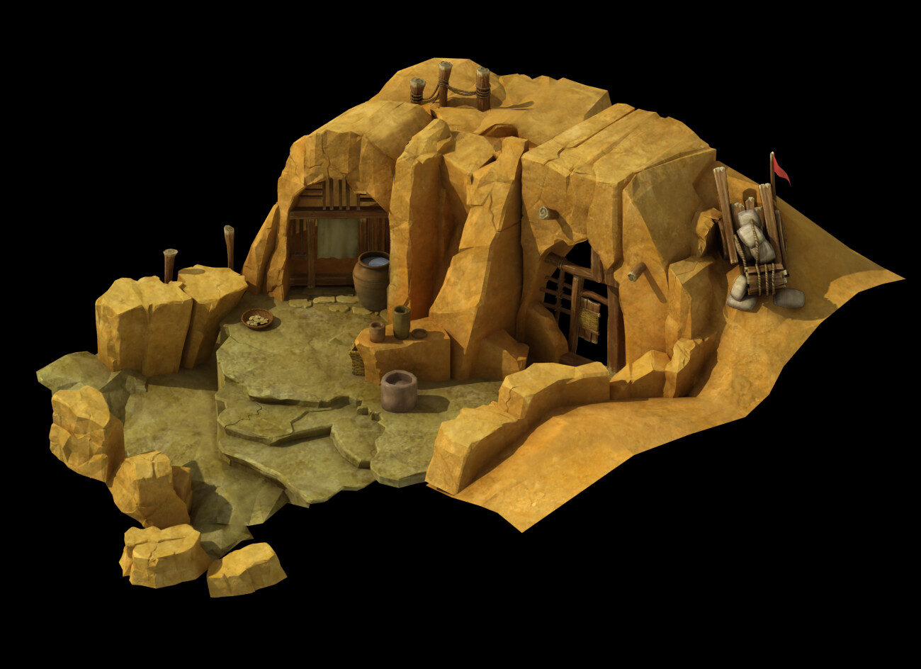 ArtStation - Mountain building - cave dwelling | Game Assets