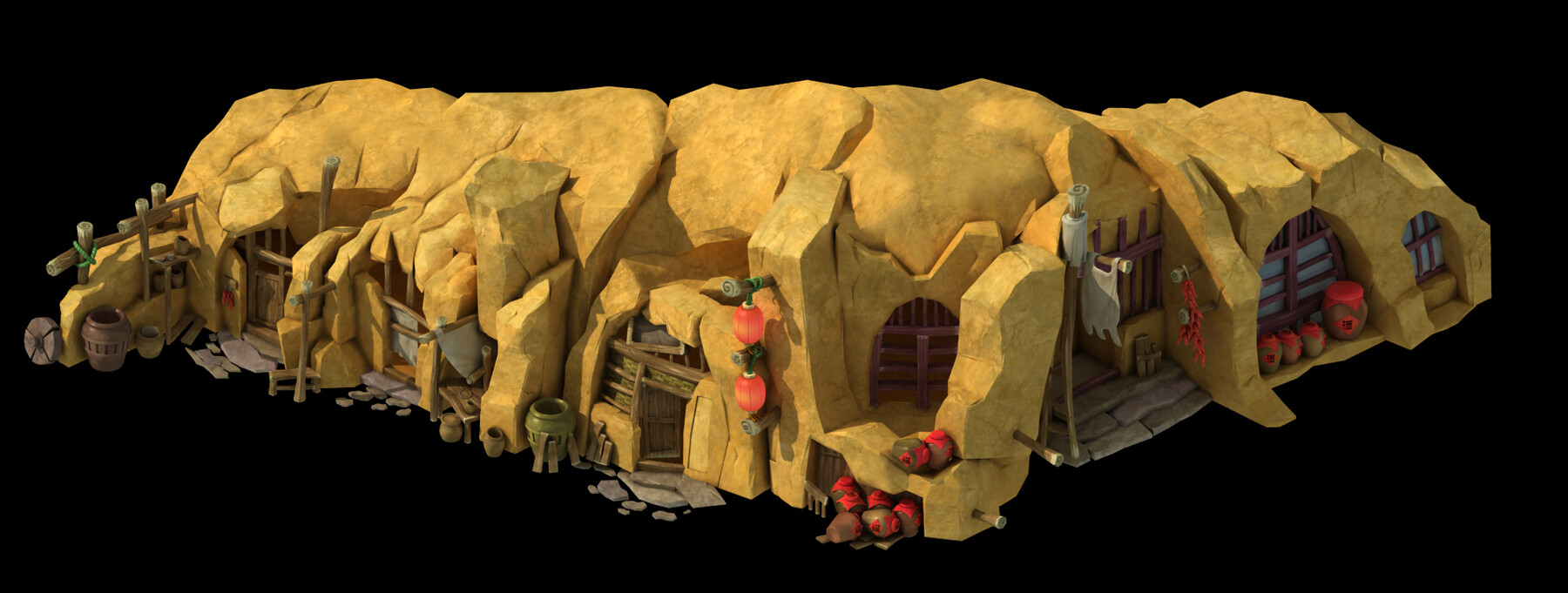 ArtStation - Mountain Building - Cave Dwelling 1 | Game Assets