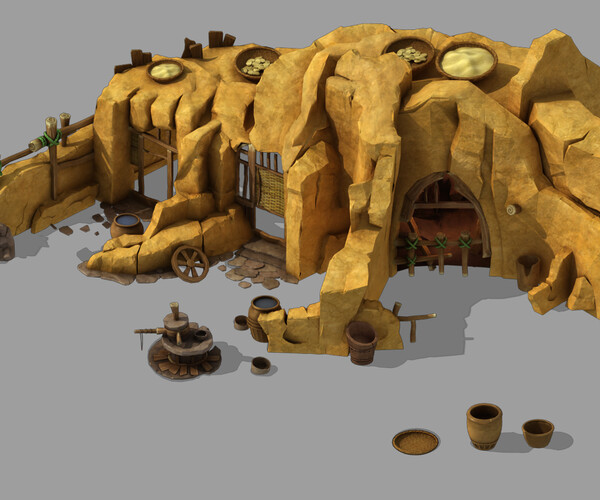 ArtStation - Mountain Building - Cave Dwelling 3 | Game Assets