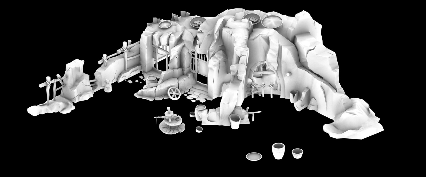 ArtStation - Mountain Building - Cave Dwelling 3 | Game Assets