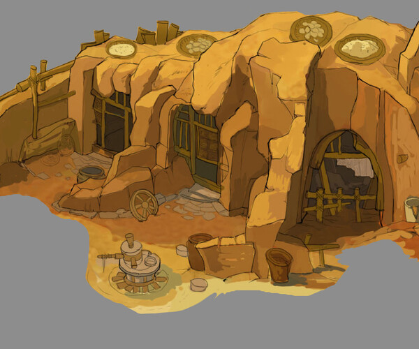 ArtStation - Mountain Building - Cave Dwelling 3 | Game Assets
