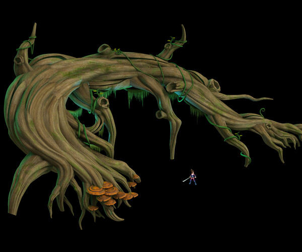 ArtStation - Virgin forest - long fern vines - big dry trunk | Game Assets