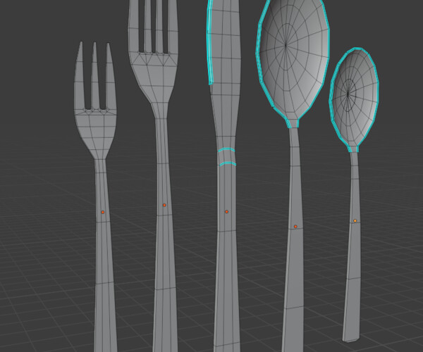 ArtStation - Cutlery set with a plate | Game Assets
