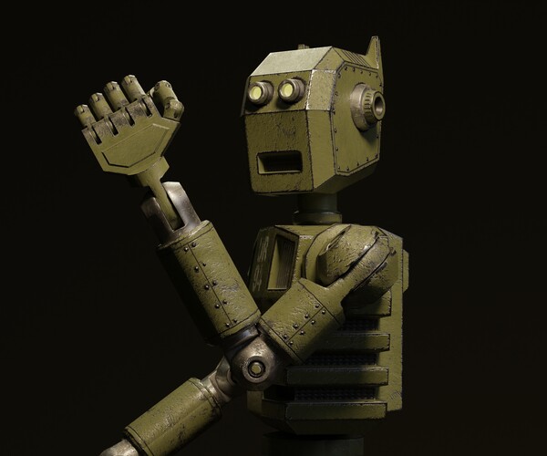 ArtStation - Mechanical Robot in Steampunk style Low-poly 3D model ...