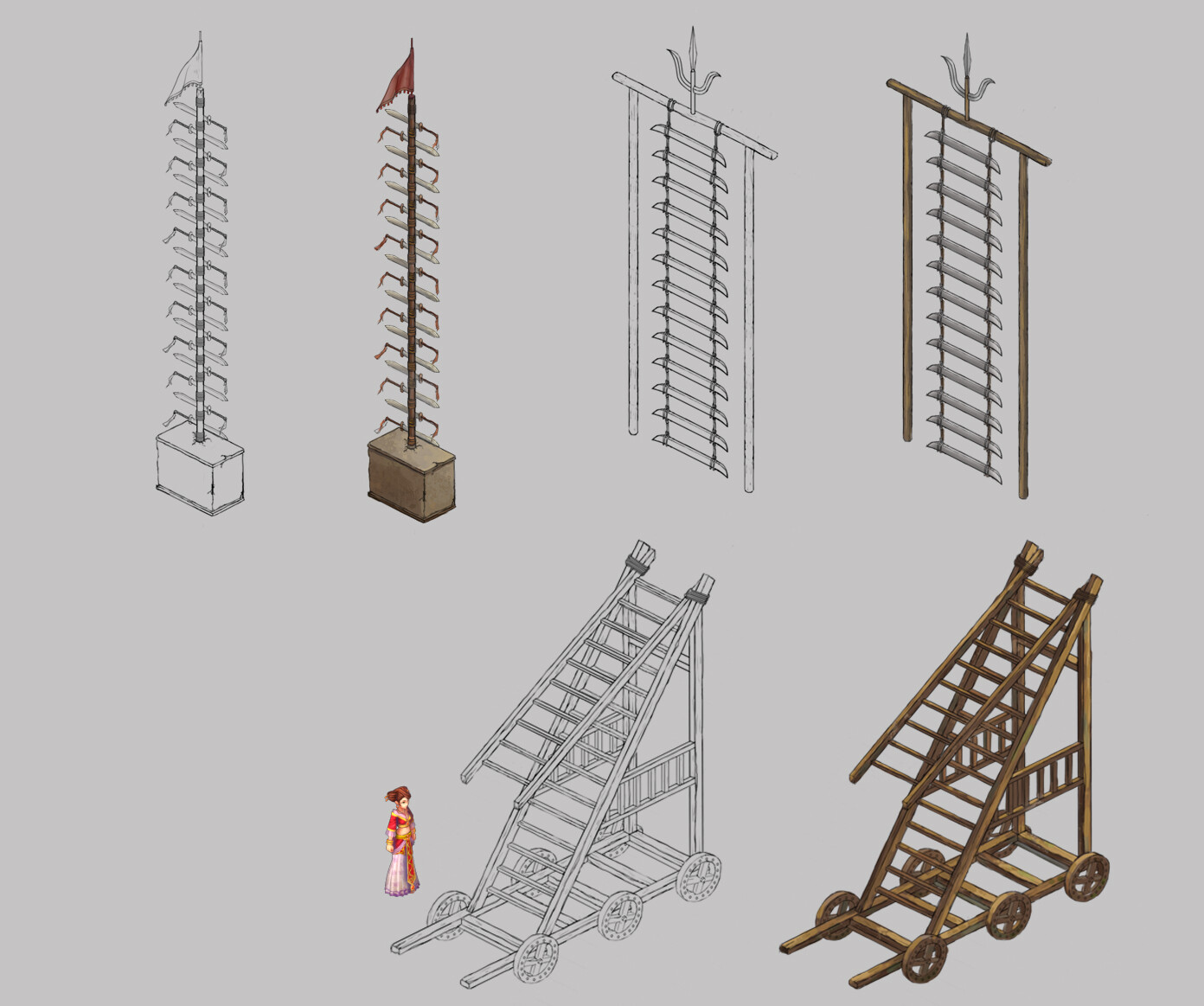 ArtStation - Siege weapons - knife ladder - ladder truck | Game Assets