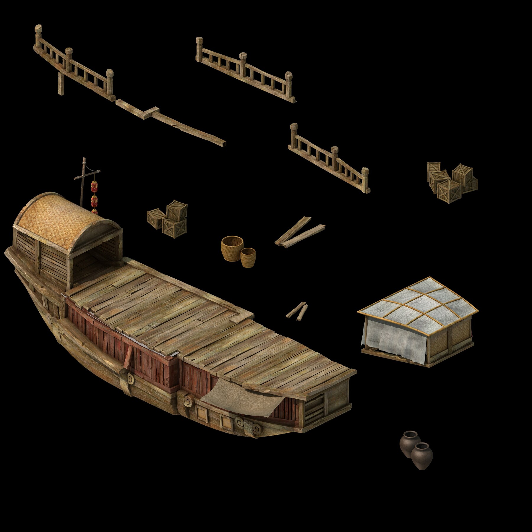 ArtStation - Traffic - Large wooden boat 2703 | Game Assets