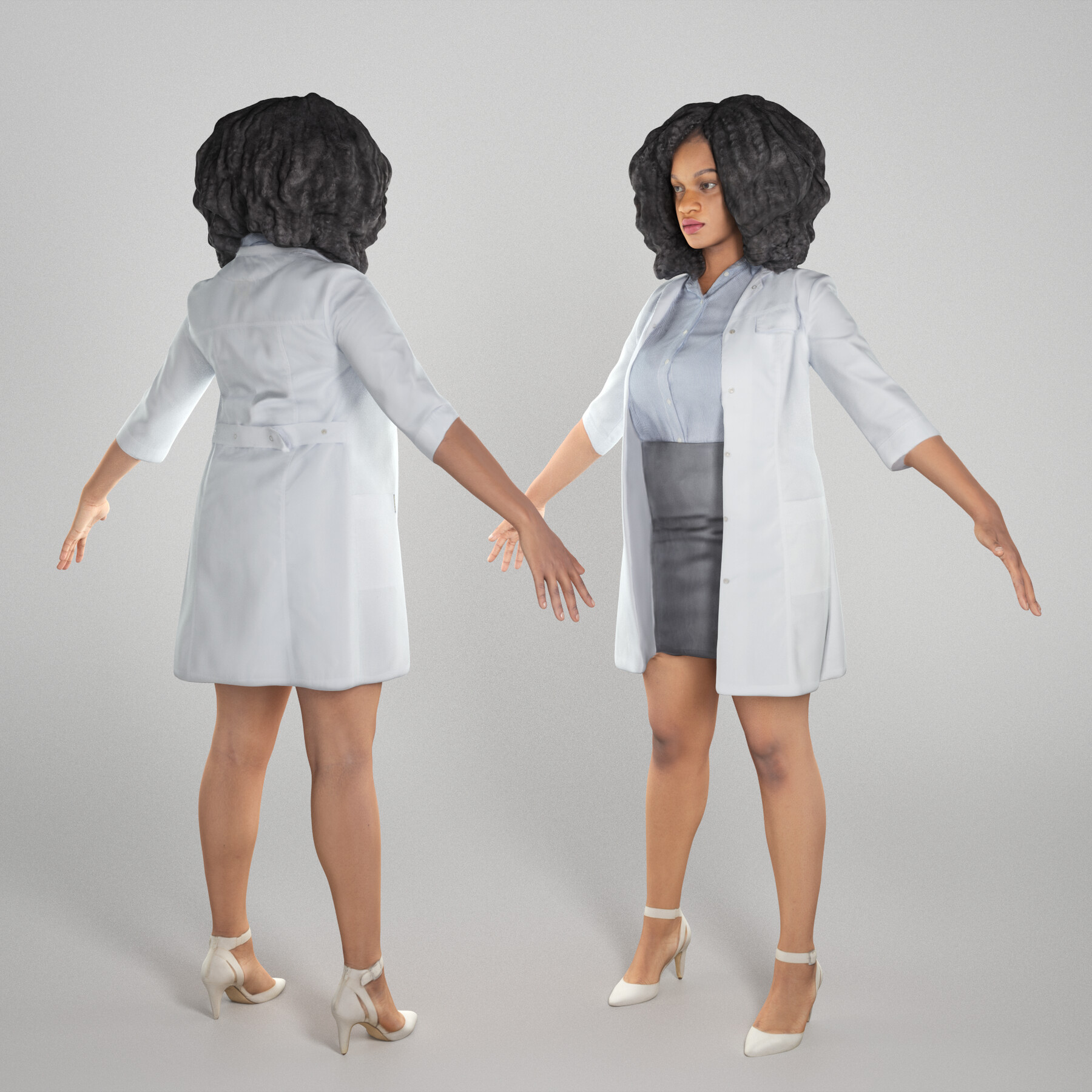 ArtStation - Young woman in lab gown in A-pose 288 | Game Assets
