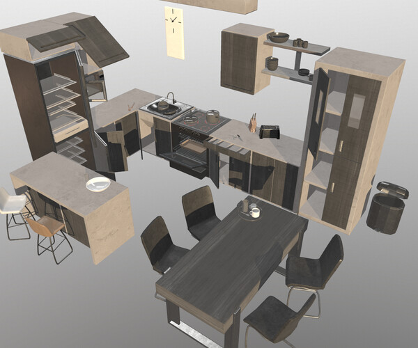 ArtStation - Full kitchen set | Game Assets