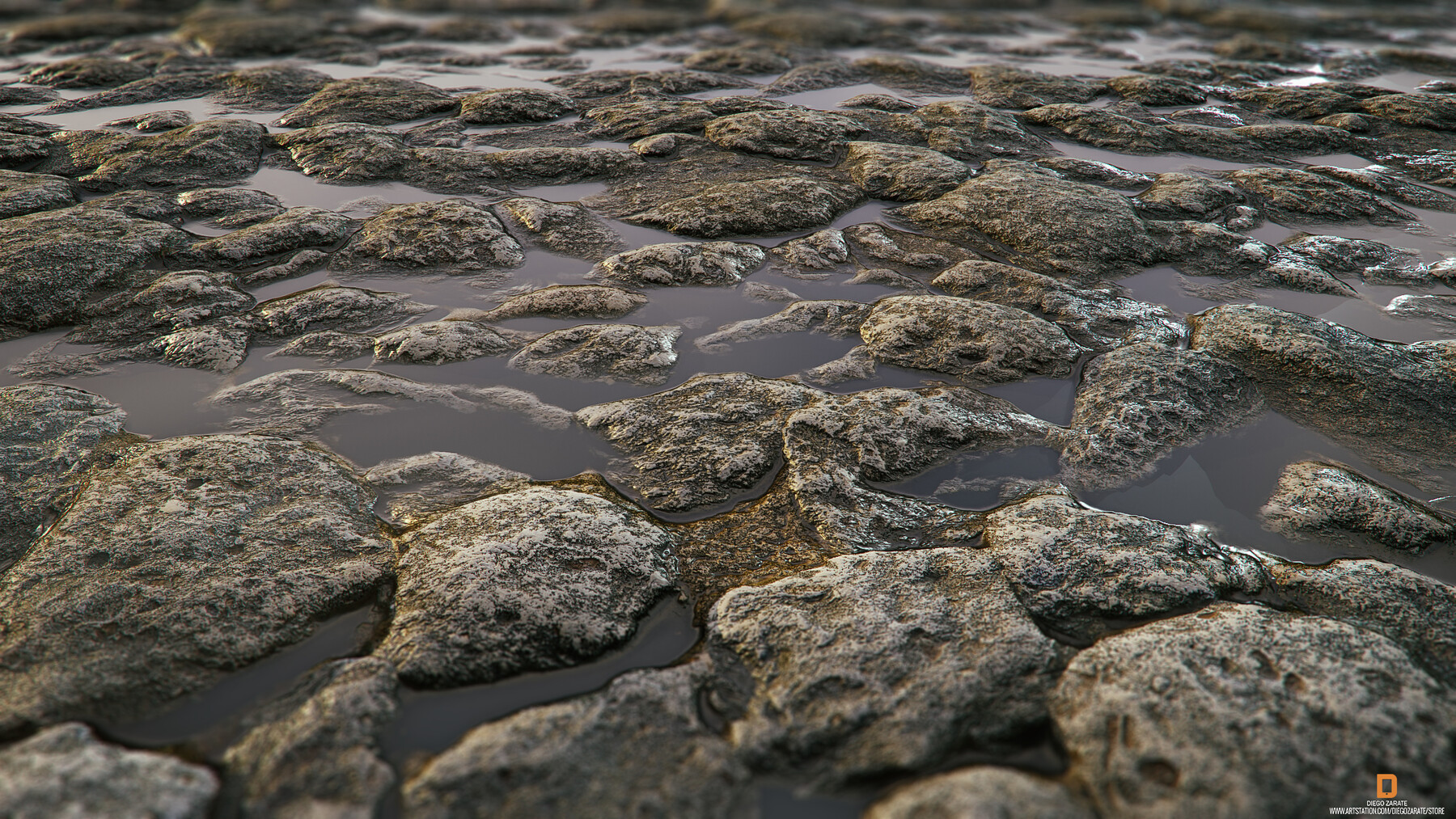 ArtStation - PBR - RIVER BED, ROCKS. WATER - 4K MATERIAL | Game Assets