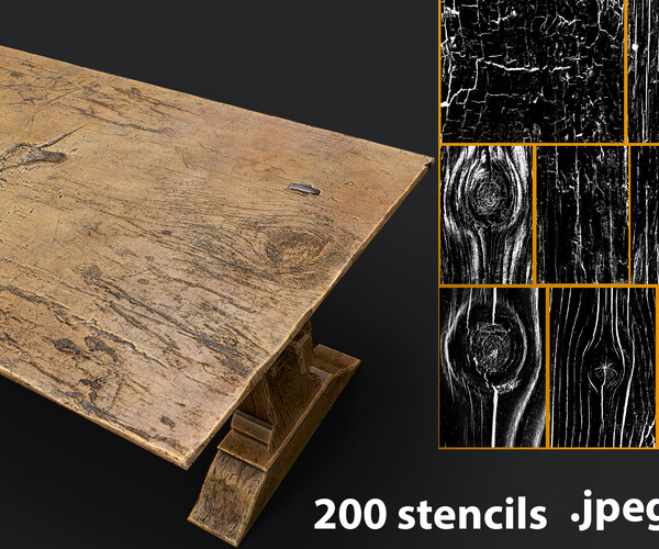ArtStation - 200 Wood Stencil - Vol.1 | Brushes