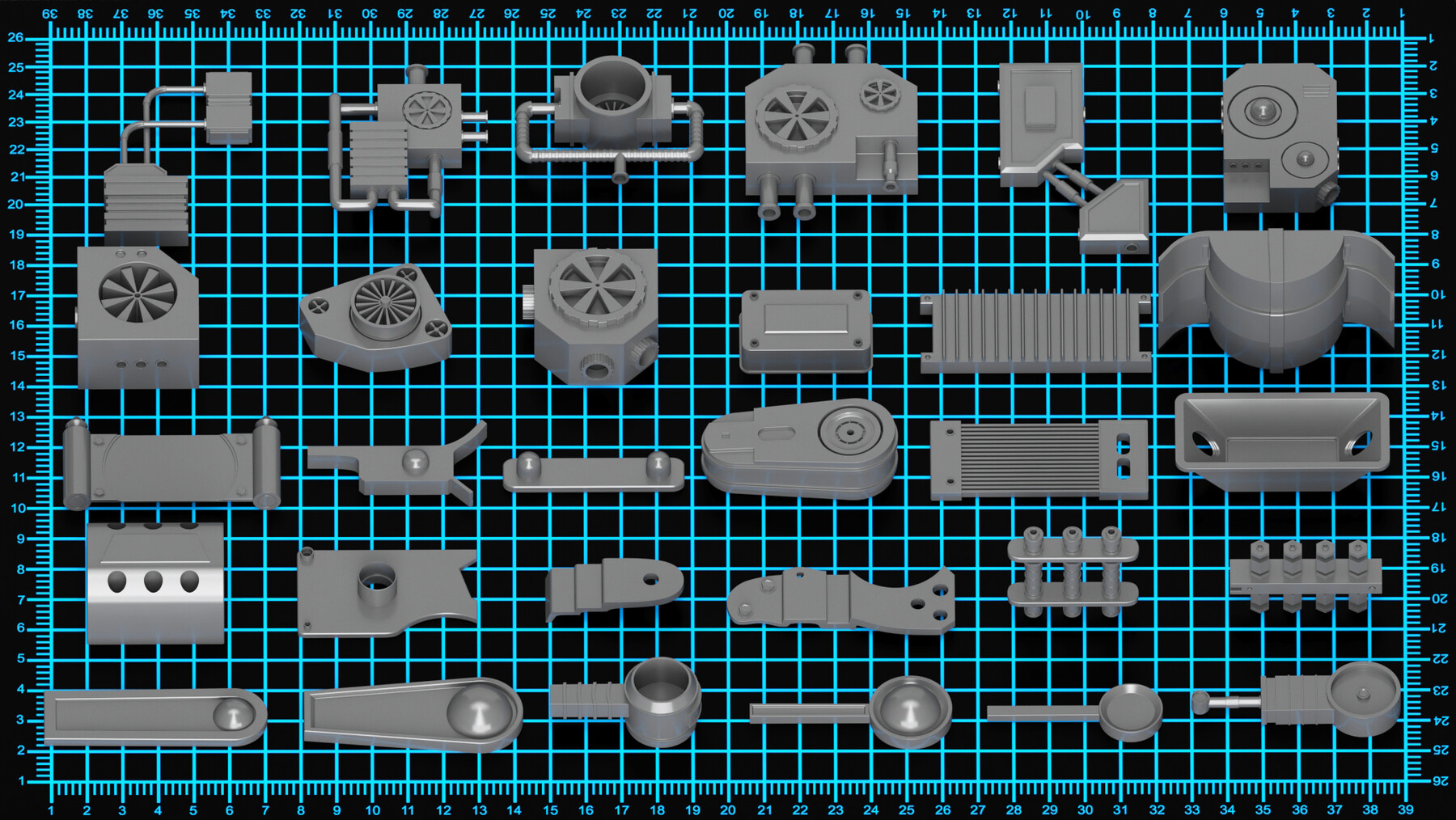 ArtStation - 150 DETAILS Hard Surface _ Mechanical KITBASH | Game Assets