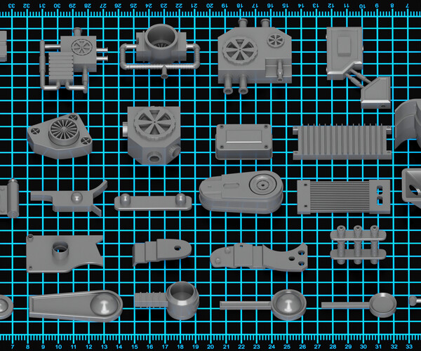 ArtStation - 150 DETAILS Hard Surface _ Mechanical KITBASH | Game Assets