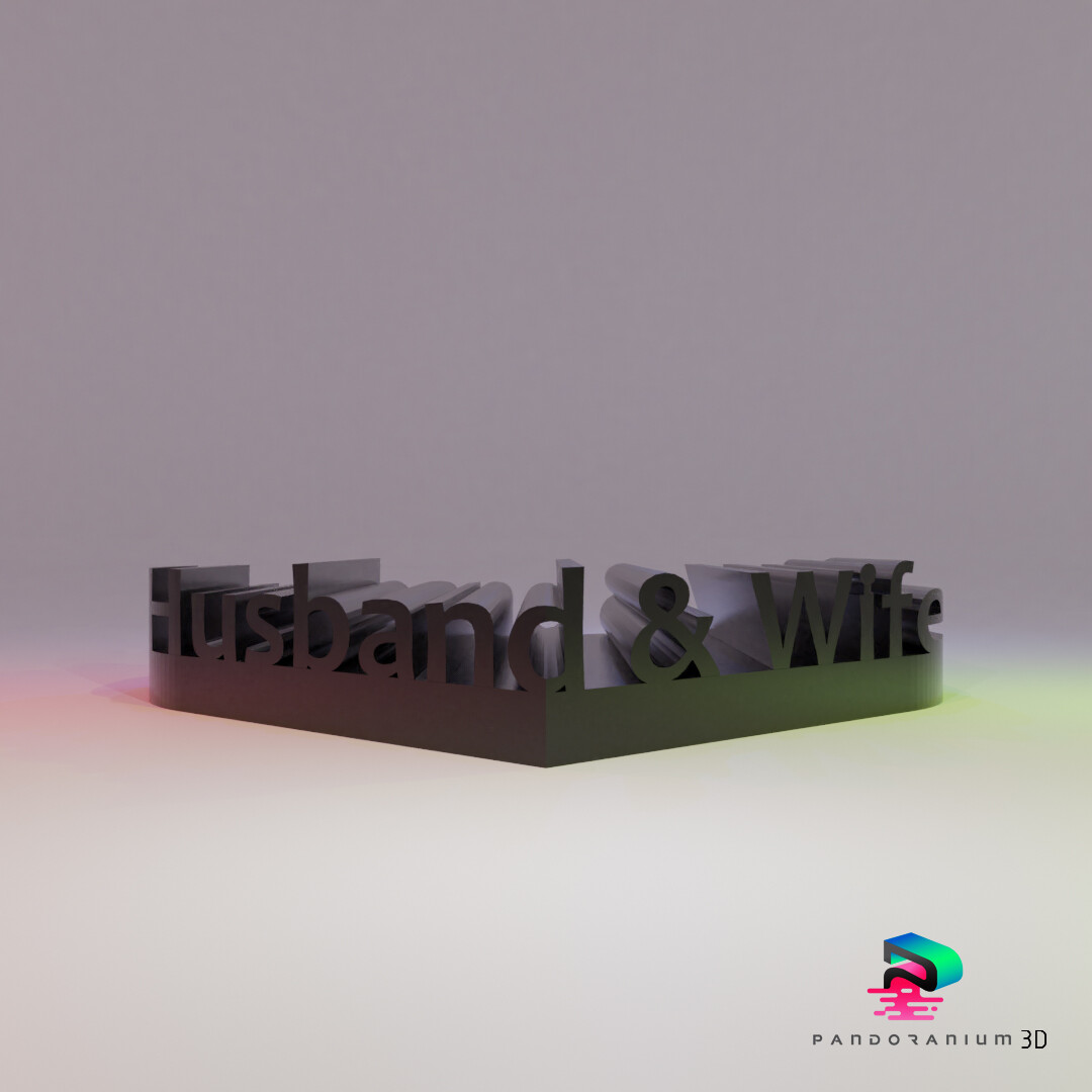 ArtStation - 3D WORD SHAPE OF HEARTS (HUSBAND & WIFE) | Game Assets