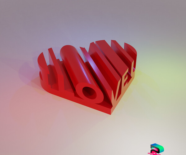ArtStation - 3D WORD SHAPE OF HEARTS (I LOVE U) | Game Assets