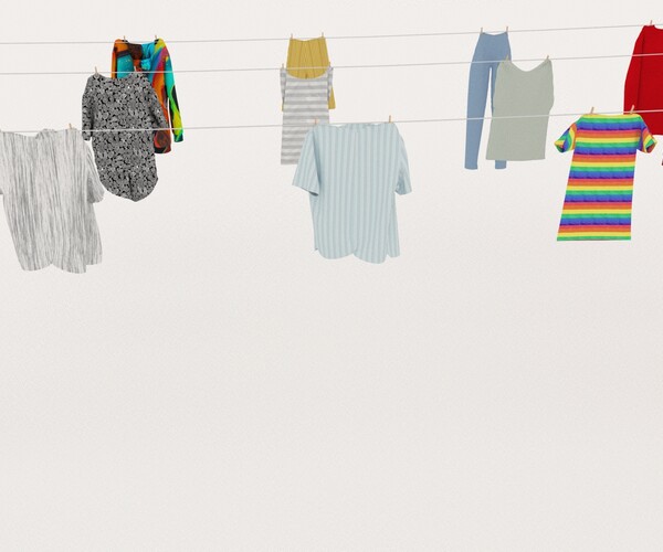 ArtStation - Textured Hanged Clothes Line 3D model | Game Assets