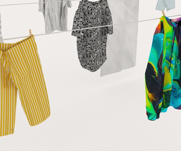 ArtStation - Textured Hanged Clothes Line 3D model | Game Assets