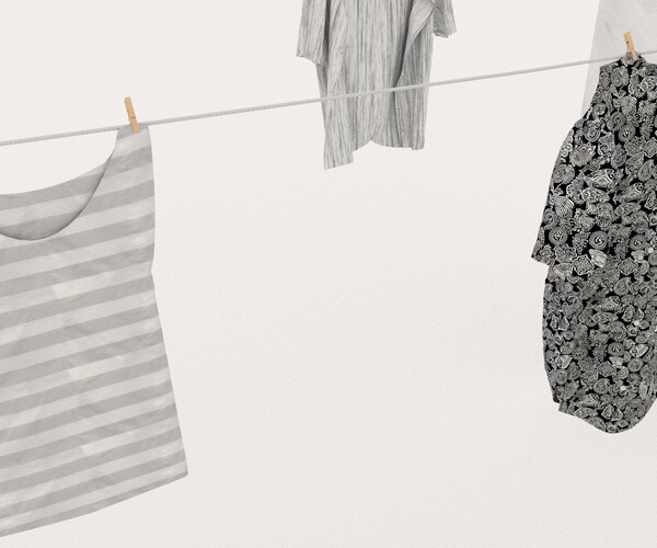 ArtStation - Textured Hanged Clothes Line 3D model | Game Assets