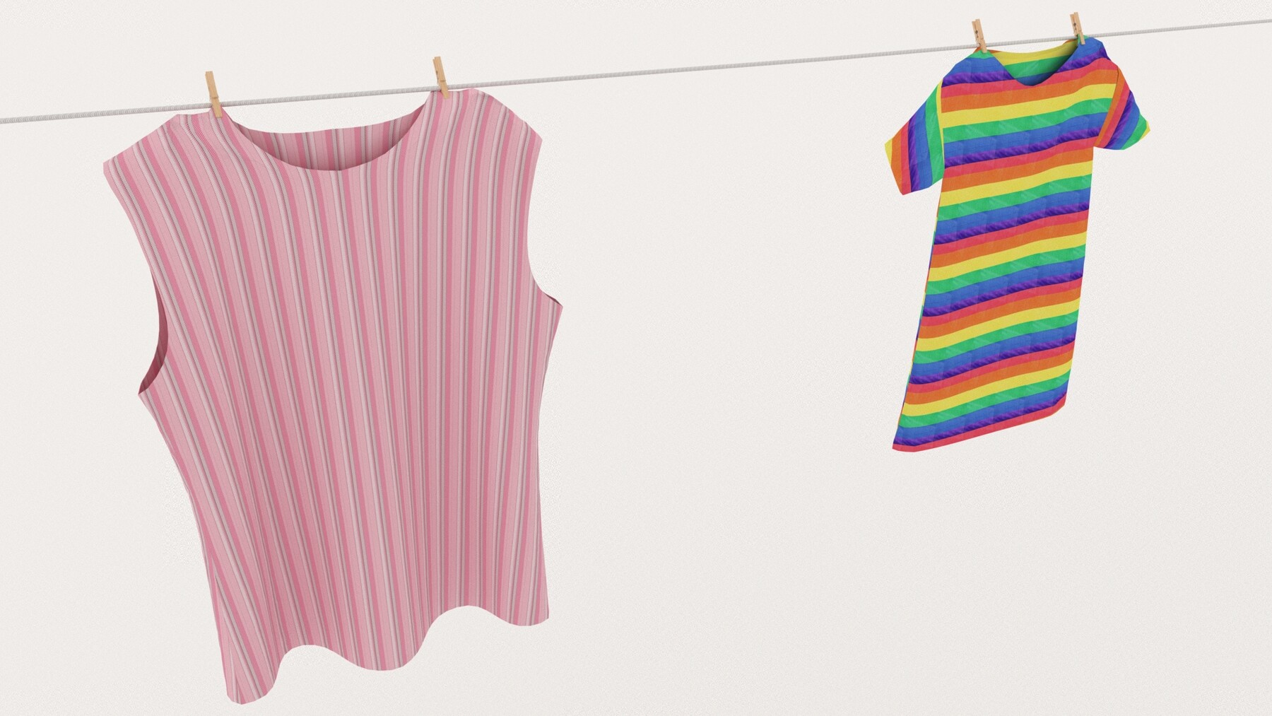 ArtStation - Textured Hanged Clothes Line 3D model | Game Assets