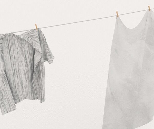 ArtStation - Textured Hanged Clothes Line 3D model | Game Assets