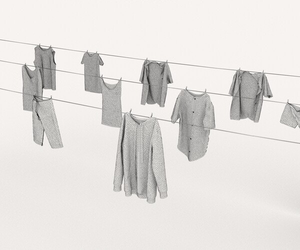 ArtStation - Textured Hanged Clothes Line 3D model | Game Assets