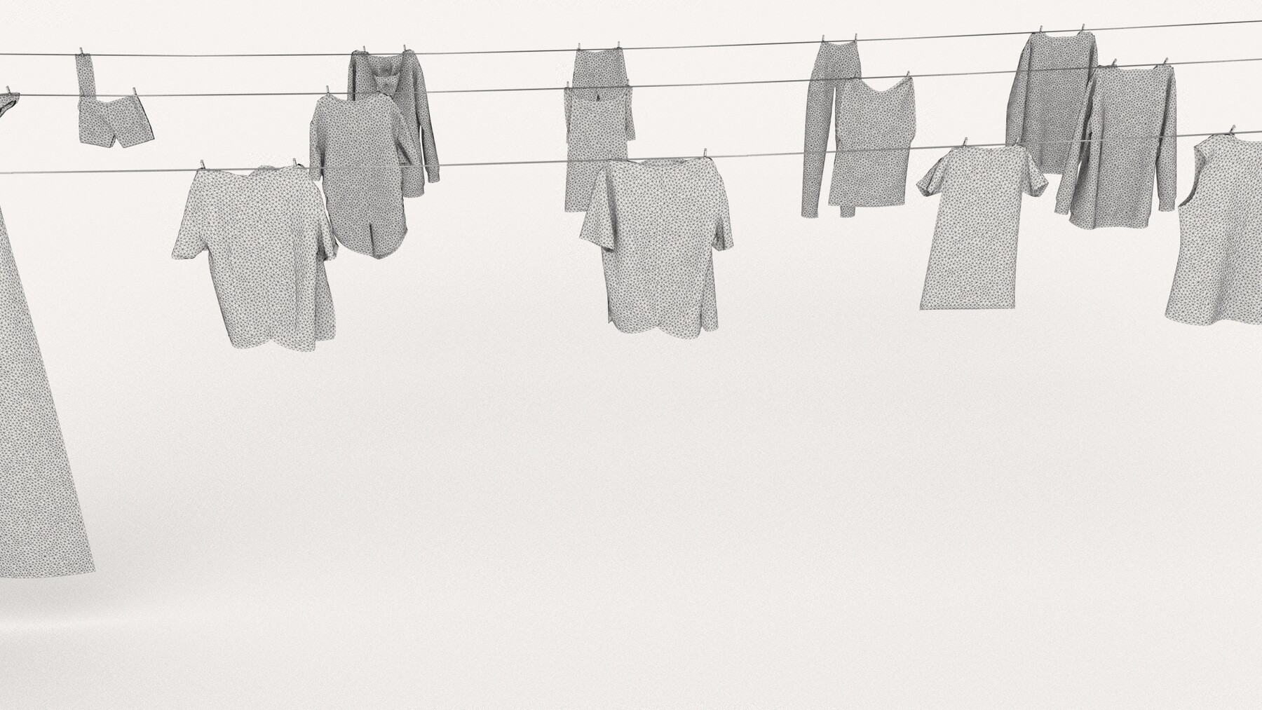 ArtStation - Textured Hanged Clothes Line 3D model | Game Assets
