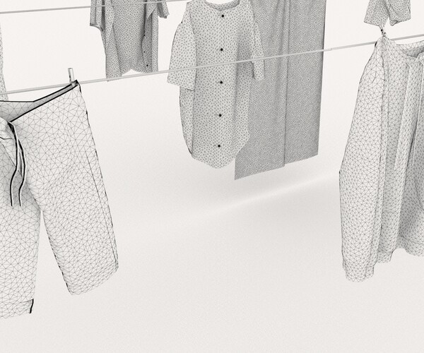 ArtStation - Textured Hanged Clothes Line 3D model | Game Assets