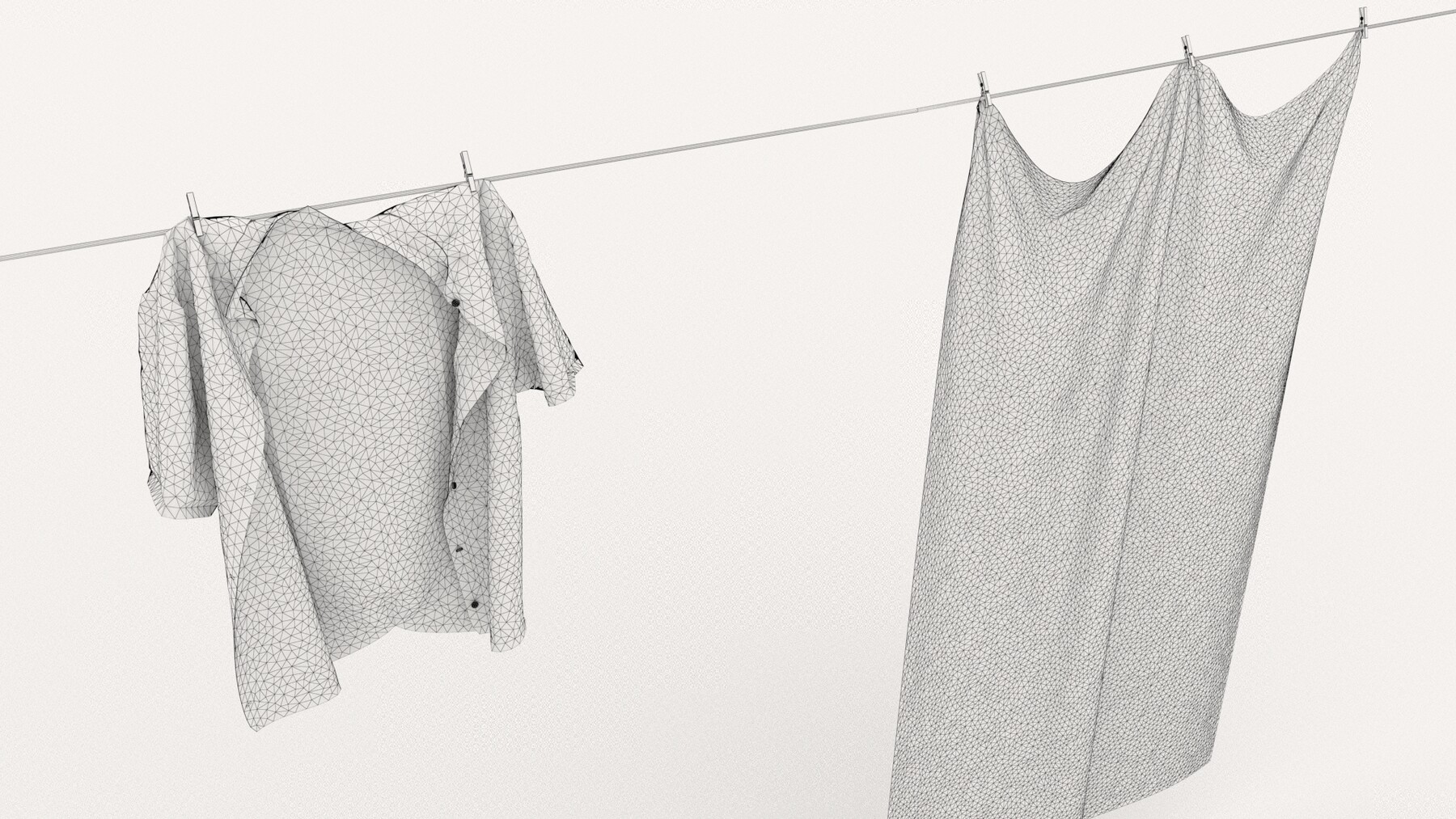 ArtStation - Textured Hanged Clothes Line 3D model | Game Assets