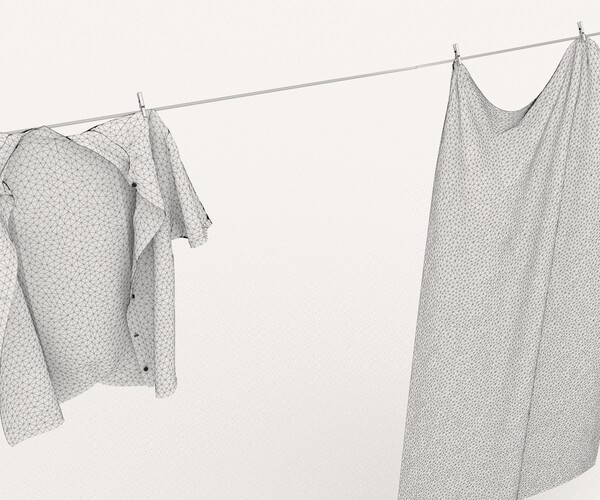 ArtStation - Textured Hanged Clothes Line 3D model | Game Assets